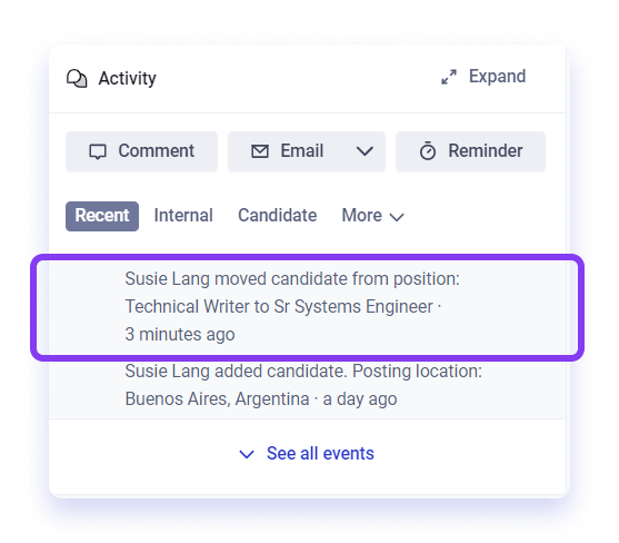 Change candidate positions – Spark Hire Recruit Support