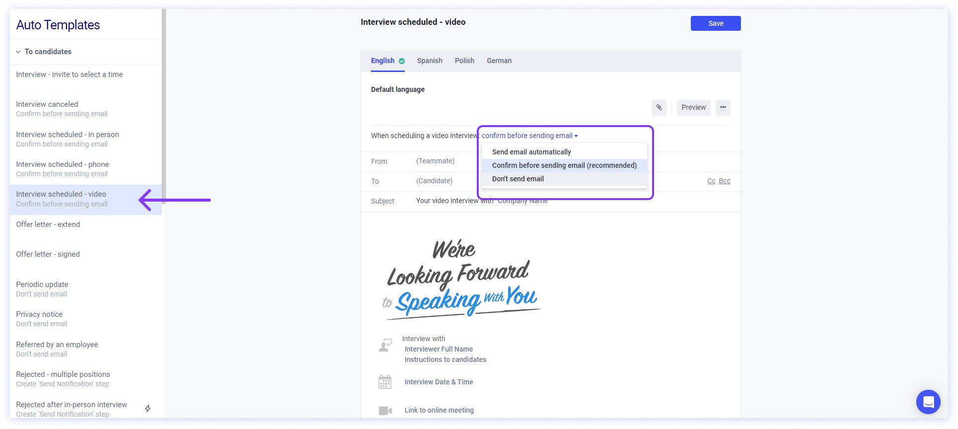Create a template for a specific interview step – Spark Hire Recruit ...