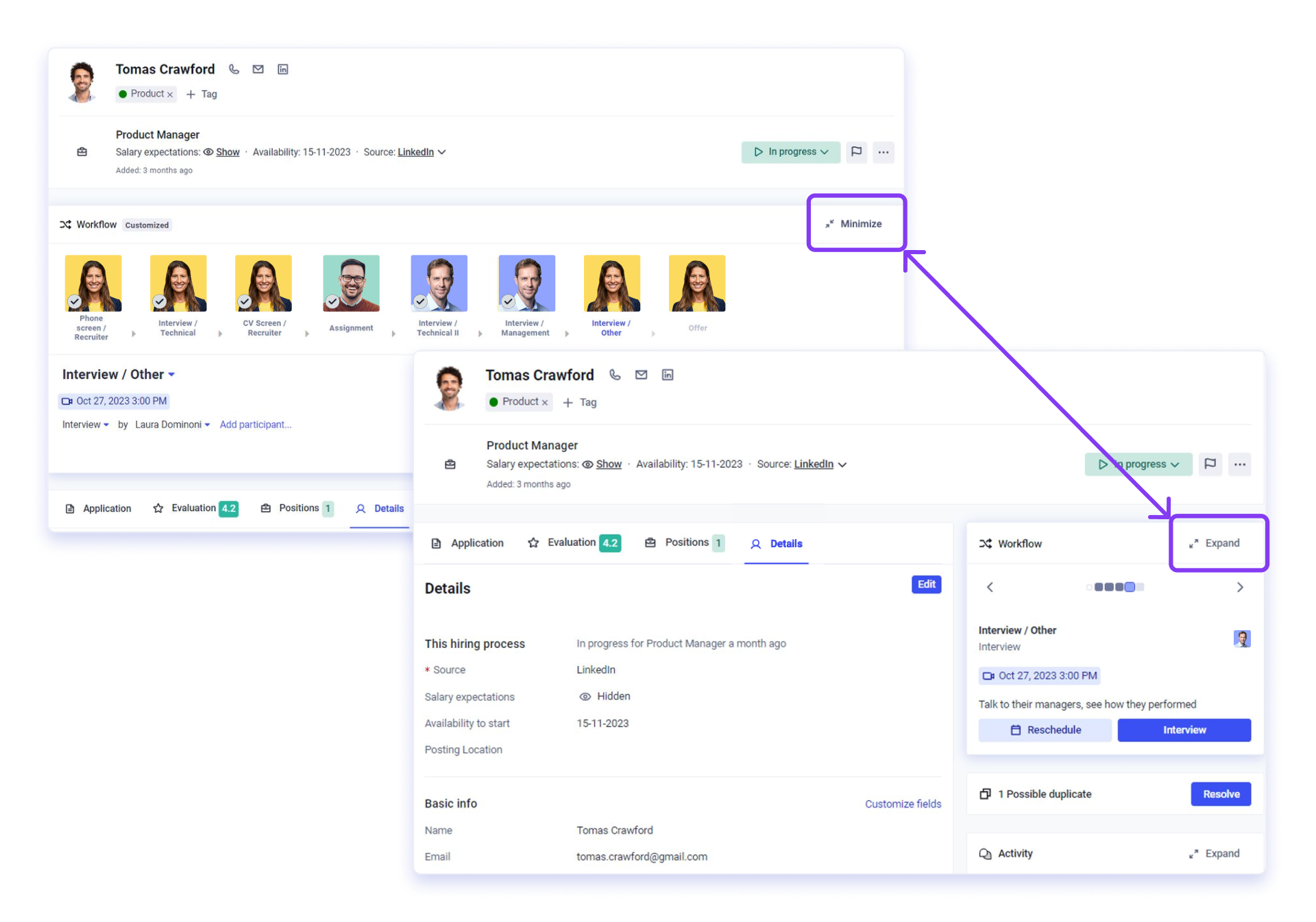 Manage candidate workflows – Spark Hire Recruit Support