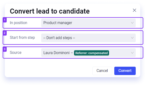 Convert lead to candidate – Spark Hire Recruit Support