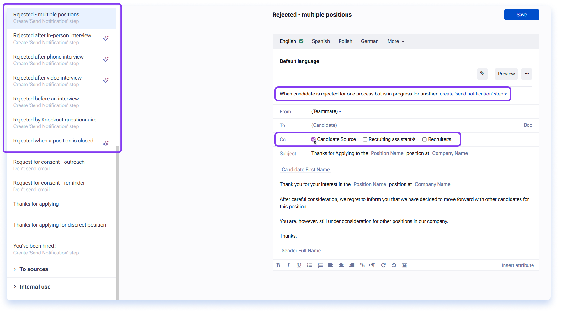 Notify recruiting agencies on candidate progress and status – Spark ...